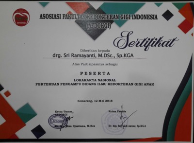 Sertifikat Lokakarya Pertemuan Pengampu Bidang Ilmu KGA - Document Repository Universitas Andalas